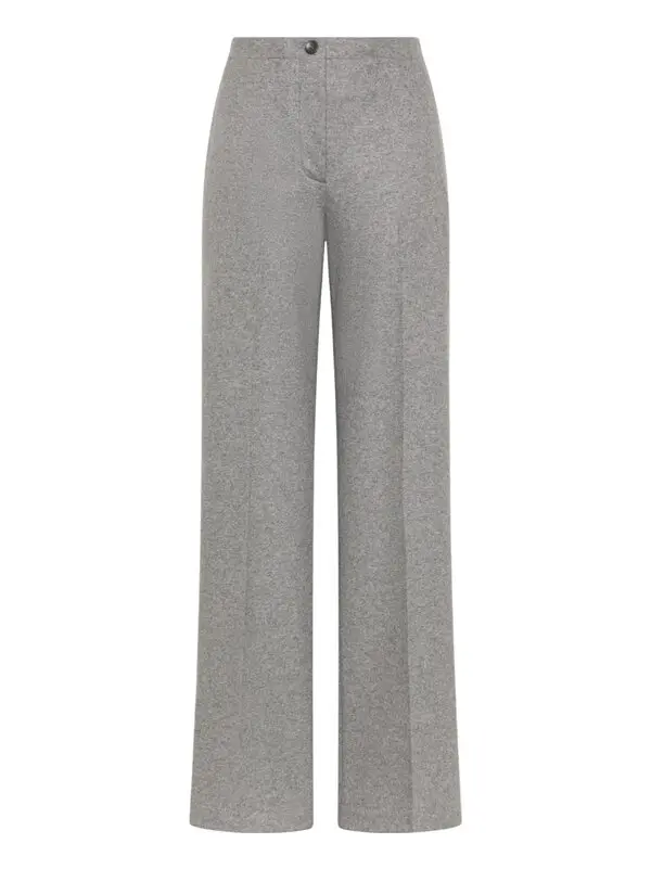Seventy High-waisted Wide-leg Trousers In Compressed Knit Flannel - Grey