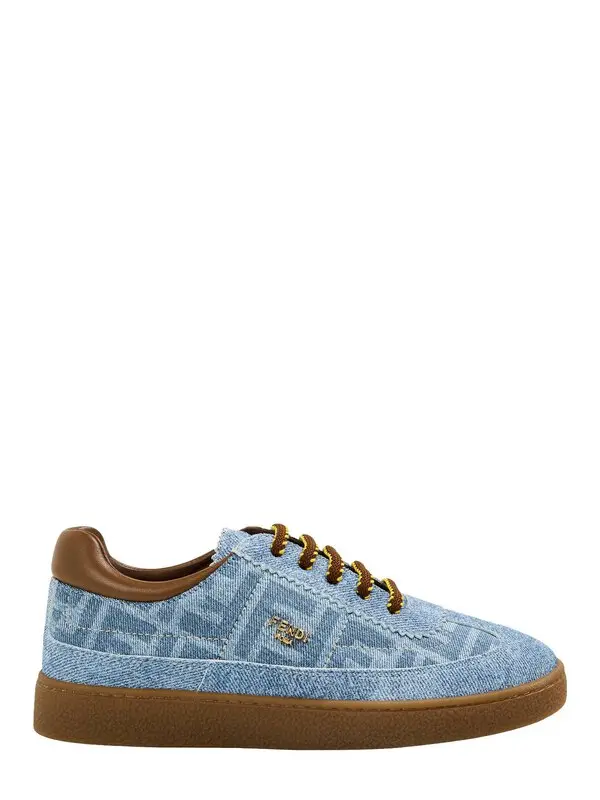 Fendi Low-top "ff" Motif Lace-up Sneakers - Blue