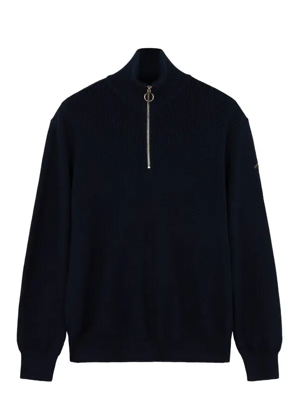 Paul & Shark Half-zip Stand Collar Knit Sweater - Black