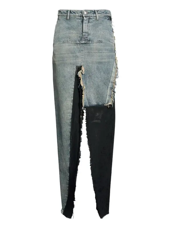 Rick Owens Two-tone Denim Midi Skirt - Blue