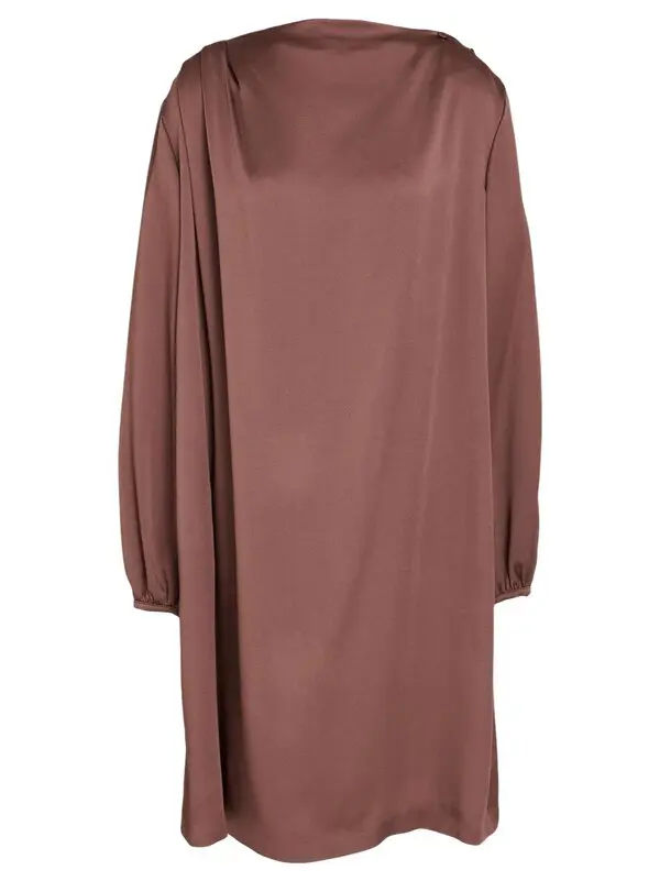Max Mara Long Sleeve Satin Dress - Brown