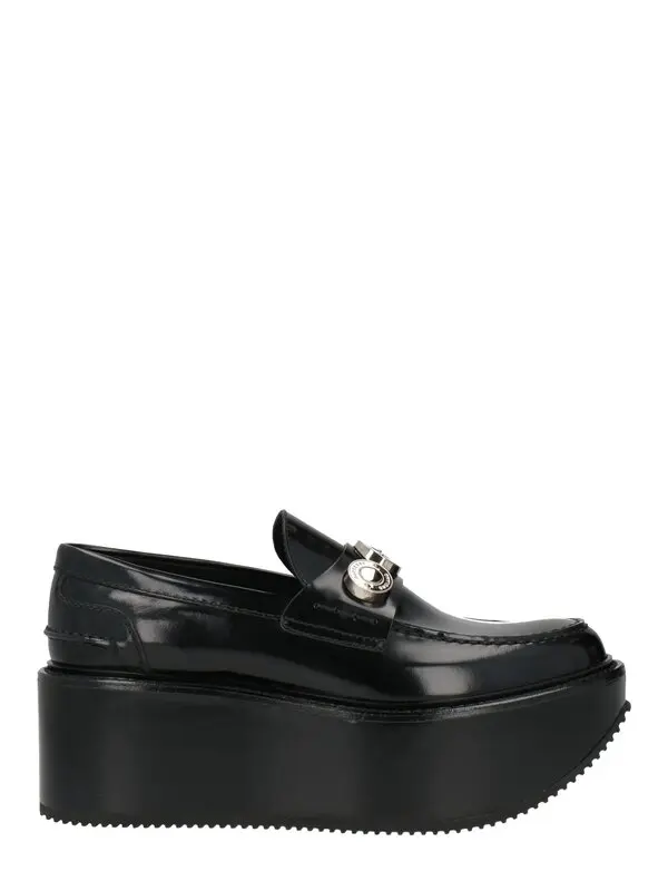 Burberry Glossed Leather Flatform Loafers - No