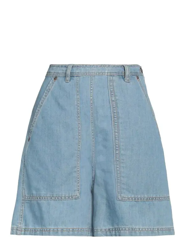 Max Mara Light Wash Denim Shorts - Blue