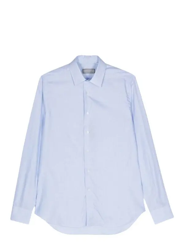 Canali Check-pattern Cotton Shirt - Light Blue