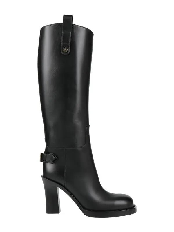 Burberry Leather Block Heel Boots - Black
