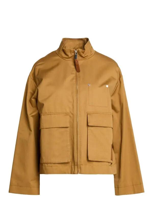 MAXCO. Max&co. Zip-up Twill Jacket With Flap Pockets - Brown