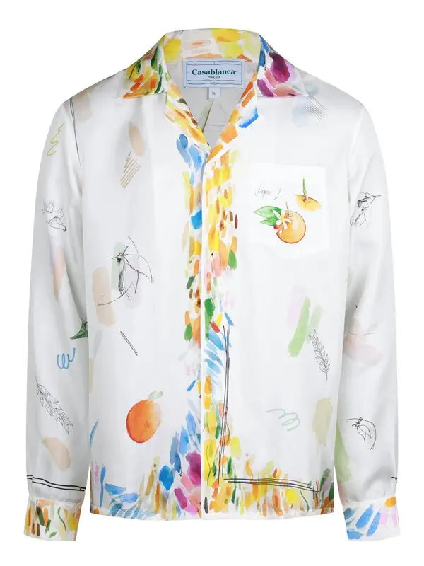 Casablanca Watercolourprint Campcollar Longsleeve Shirt - Work In Progres