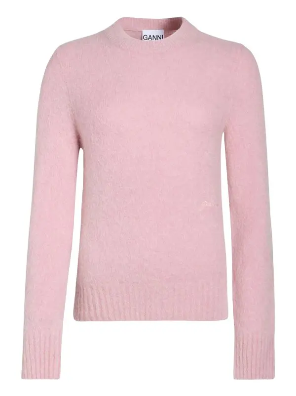 GANNI Ribbed Crewneck Pullover - Pink