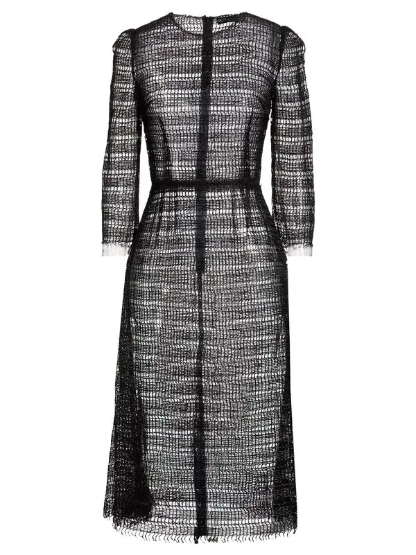 Dolce & Gabbana Midi Dress With Crewneck And Long Sleeves - Black