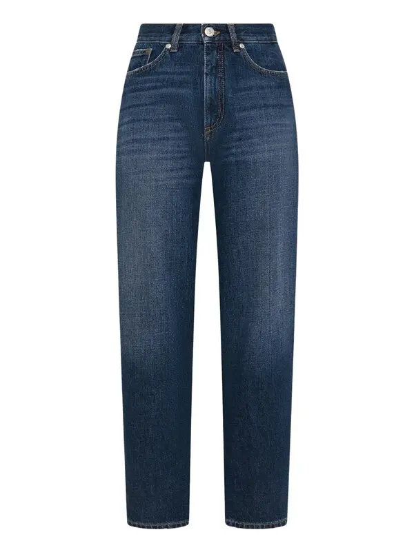 Seventy High-waisted Tapered Cuff Jeans - Blue