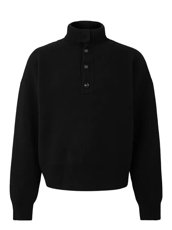 AMI Paris Turtleneck Sweater With Buttons - Black