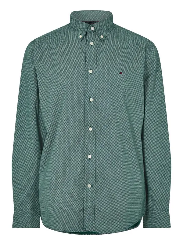Tommy Hilfiger Dark Finedot Longsleeve Shirt - Green