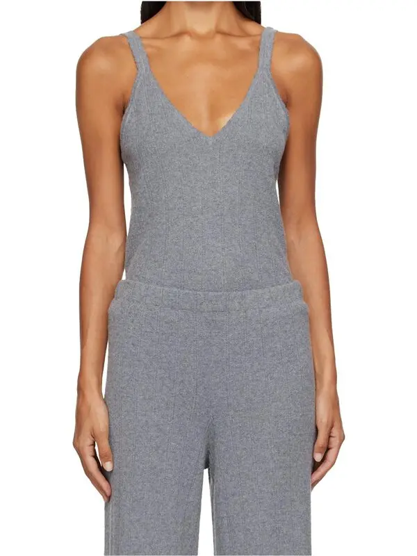LISA YANG V-neck Knit Tank Top - Grey