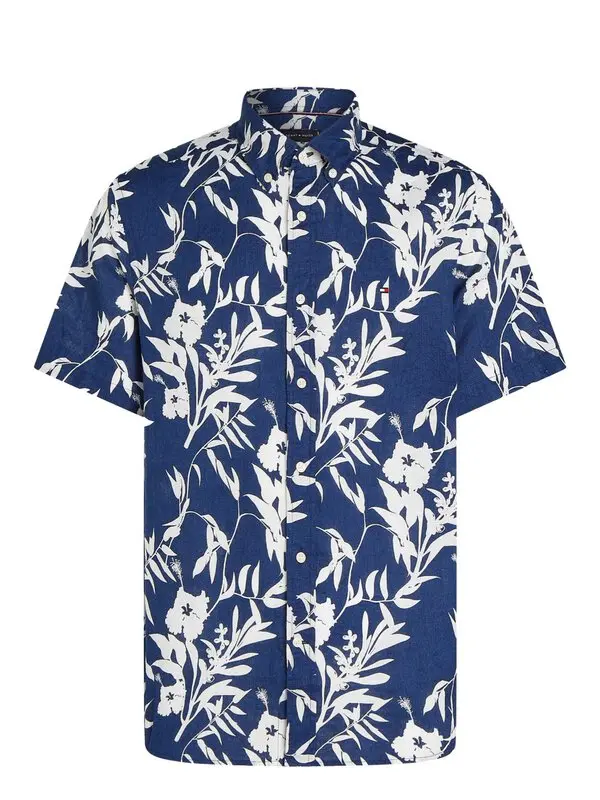 Tommy Hilfiger Navy Base White Floral Shortsleeve Shirt - No