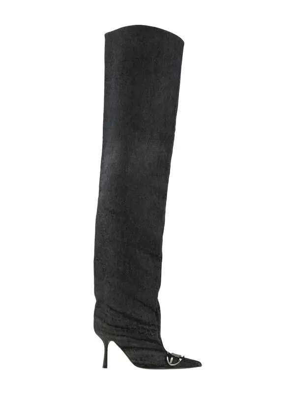 DIESEL® Over-the-knee Stiletto Boots With Appliqués - Black