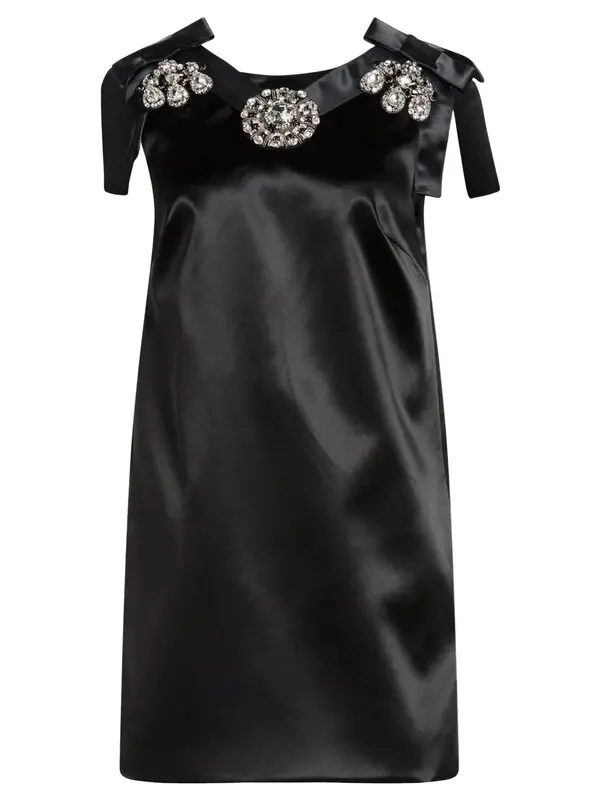 Dolce & Gabbana Satin Embellished Mini Dress - Black