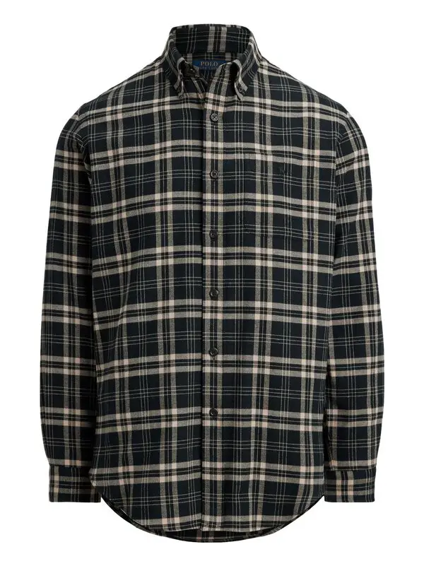Polo Ralph Lauren Vintage Greentoned Plaid Longsleeve Shirt - Black