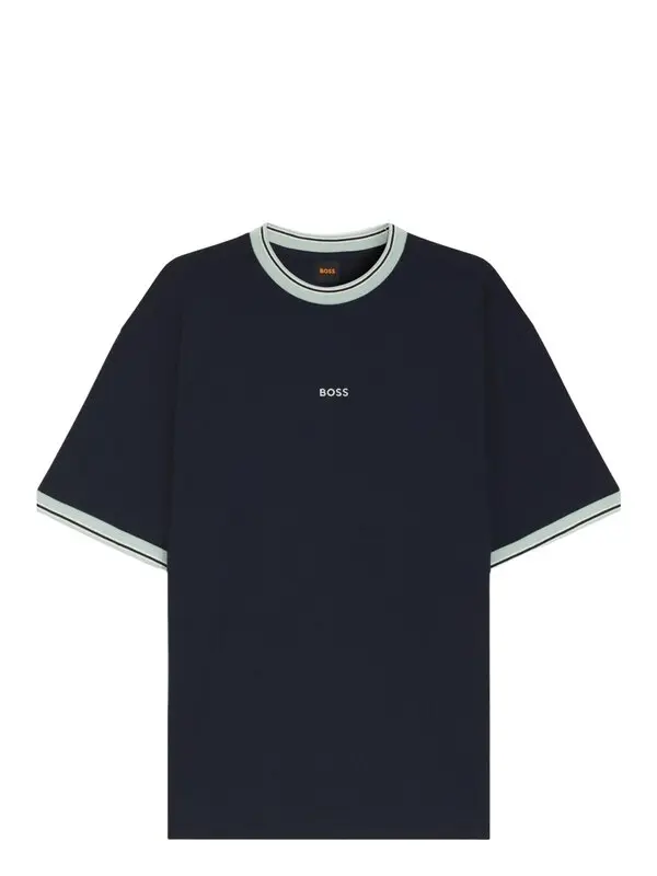 Hugo Boss Crewneck T-shirt With Contrast Trim - Blue