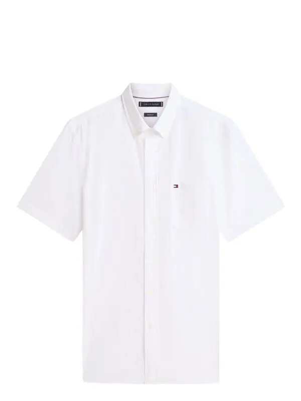 Tommy Hilfiger Seersucker Textured Short Sleeve Shirt - White