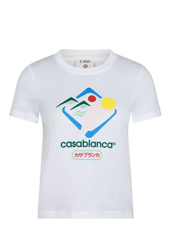 Casablanca Short Sleeve T-shirt With Japanese Tennis Graphic - White