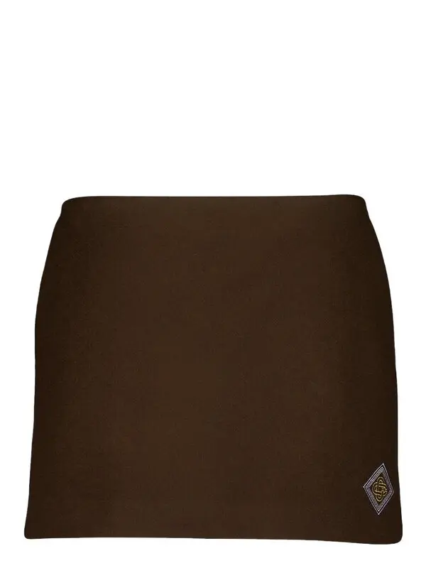 Casablanca Embroidered Patch Mini Skirt - Brown