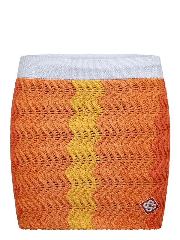 Casablanca Crochet Knit Mini Skirt - Orange