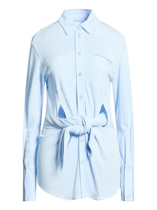 Burberry Long Sleeve Crepe Shirt With Belt Detail - Blue