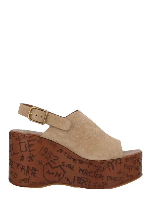 Chloé Wedge Sandals With Buckle Fastening - Brown