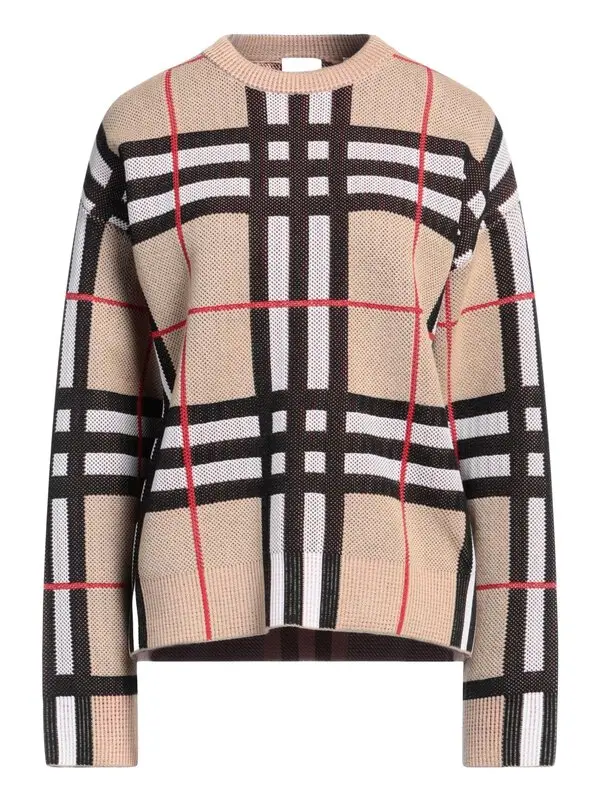 Burberry Signature Print Jacquard-knit Sweater - Camel