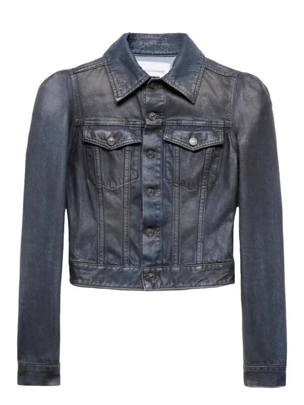 7 For All Mankind Cropped Cargo Denim Jacket - Gray