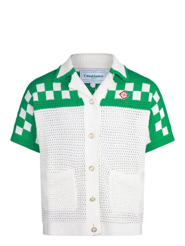 Casablanca Knit Short Sleeve Polo Shirt - White