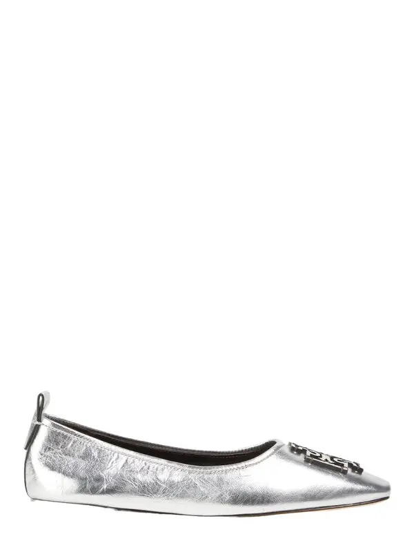 Tory Burch Metallic Leather Ballet Flats - Silver