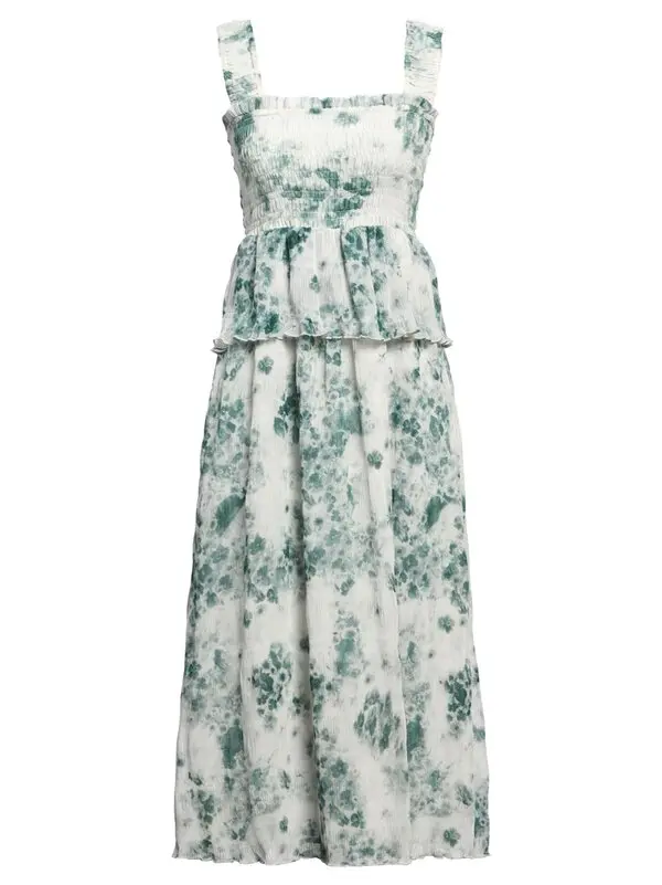 GANNI Sleeveless Floral Layered Midi Dress - Beige