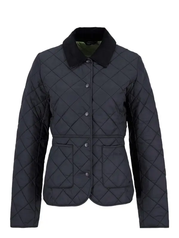 Barbour Quilted Jacket With Corduroy Collar - Black