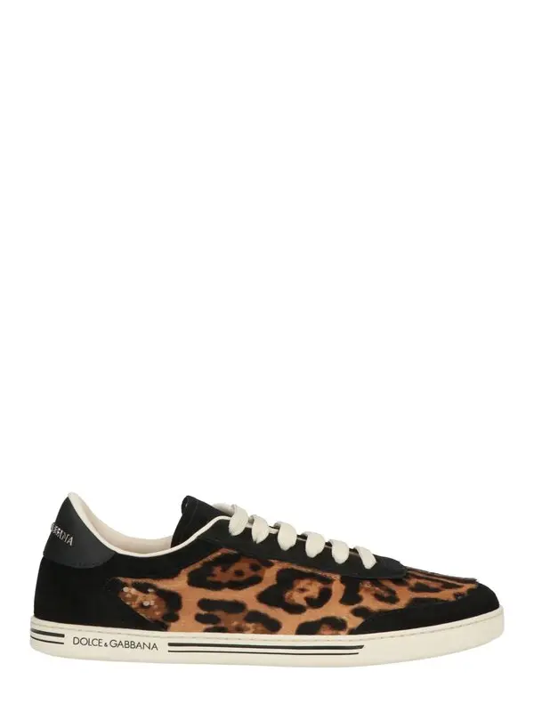 Dolce & Gabbana Low-top Trainers With Leopard Print - Black