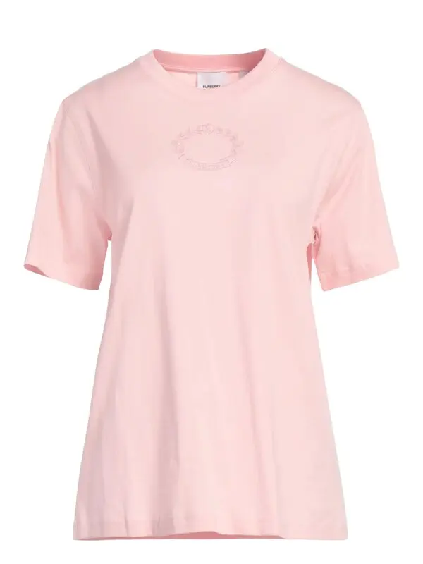 Burberry Embroidered Logo Jersey T-shirt - Pink