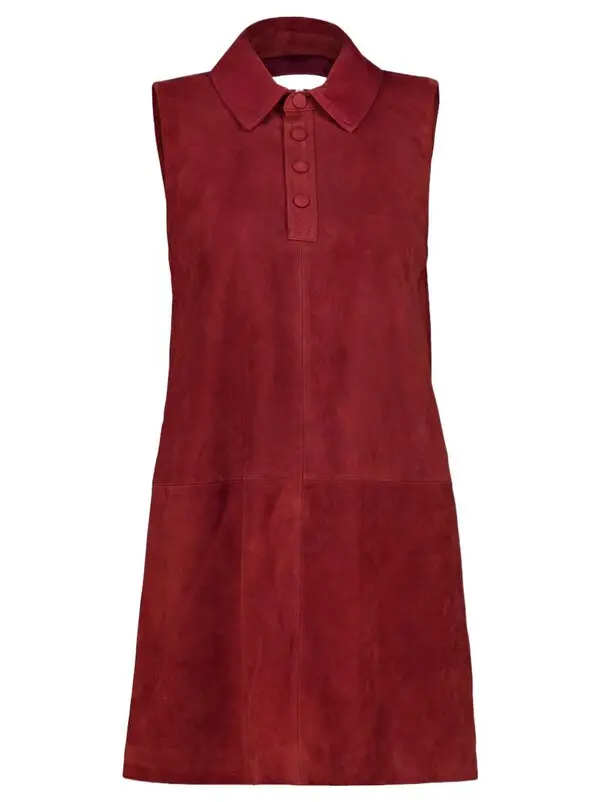 FRAME Garnet Suede City Shift Mini Dress - Red
