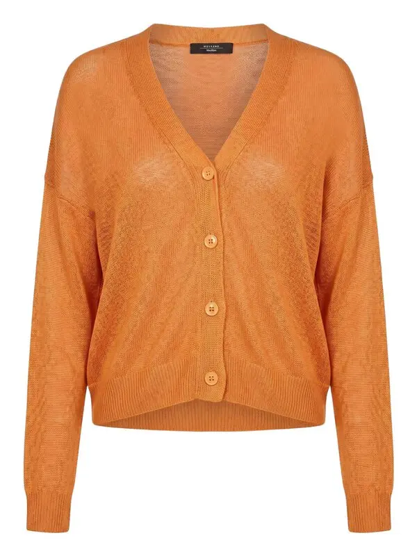 Max Mara Solid-color Knit V-neck Cardigan - Orange