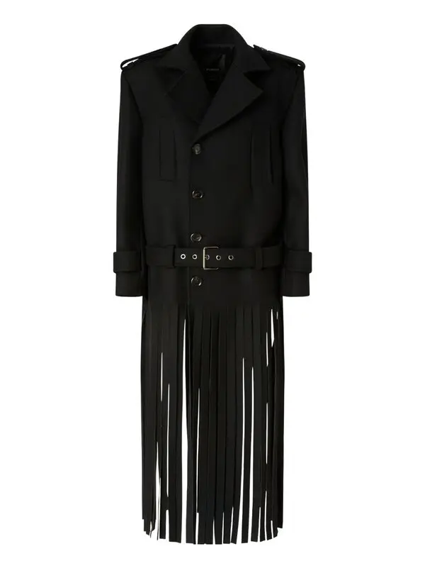 Pinko Wool-blend Fringed Coat - Black
