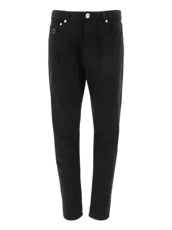 Brunello Cucinelli Distressed Straight Leg Jeans - Black