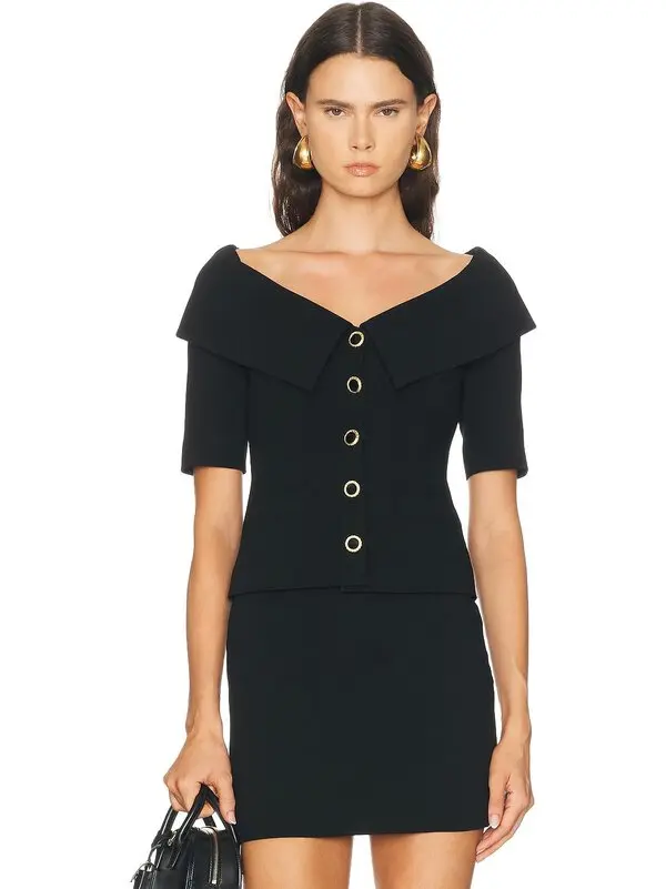 Alessandra Rich Wool Crepe Jacket - Black