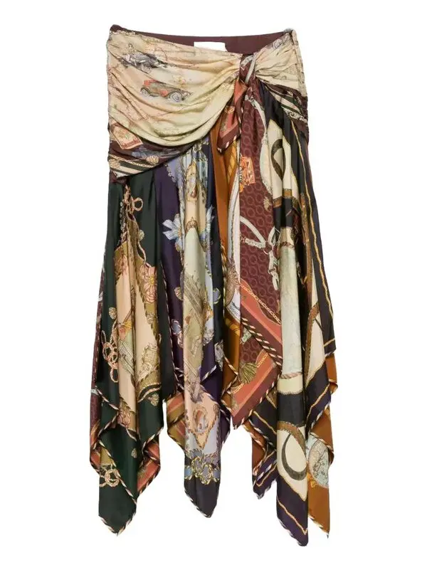 Zimmermann Silk Scarf Skirt - Brown