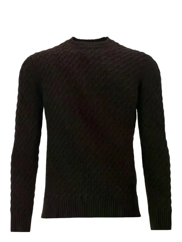 Al Duca D'aosta Crew Neck Cable Knit Sweater - Brown