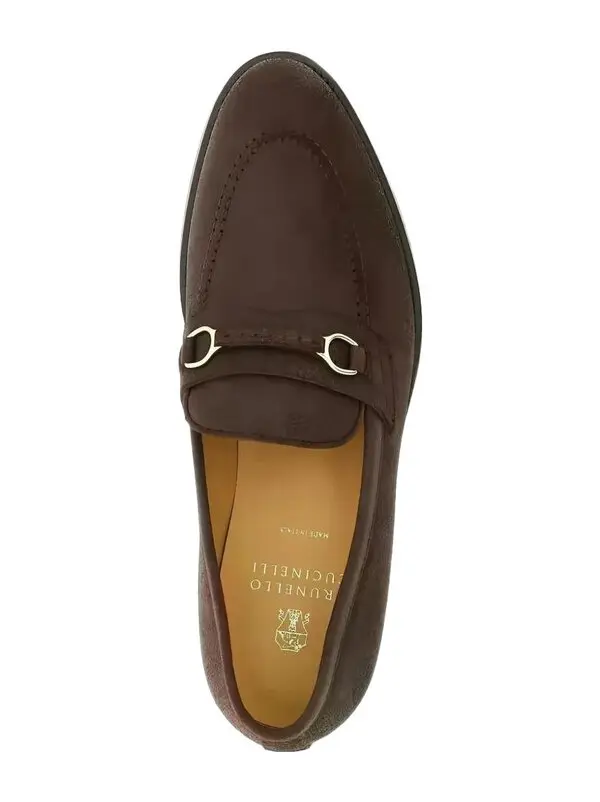 Brunello Cucinelli Suede Slip-on Loafers With Gold-tone Hardware - Brown
