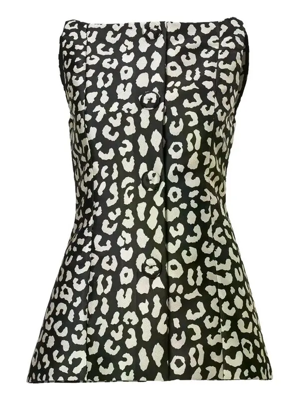 Carolina Herrera Sleeveless Boat-neck Leopard Print Top - Black