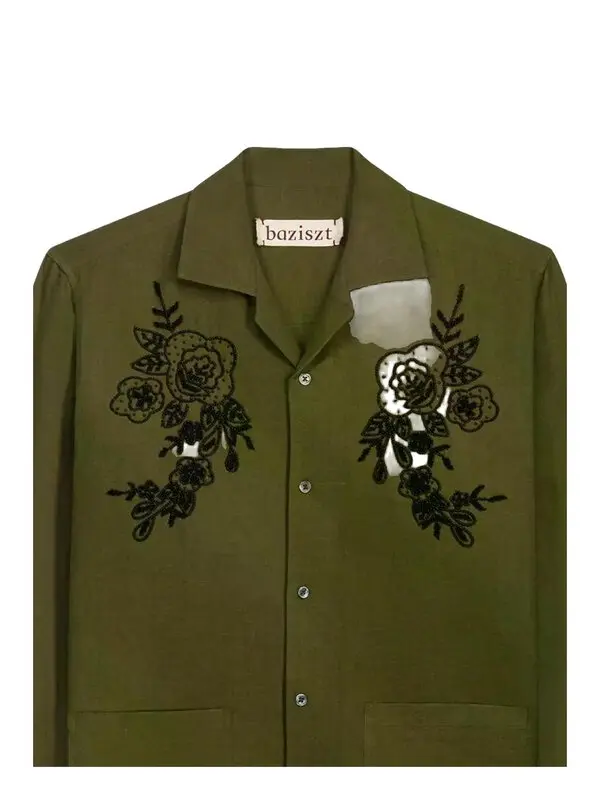 BAZISZT Celeste Floral-embroidered Shirt - Green