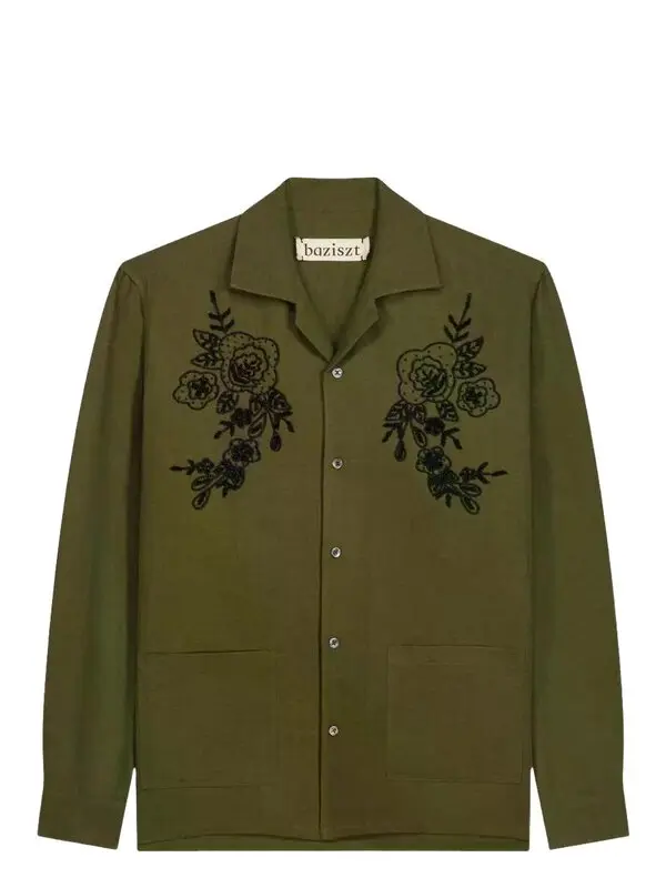 BAZISZT Celeste Floral-embroidered Shirt - Green