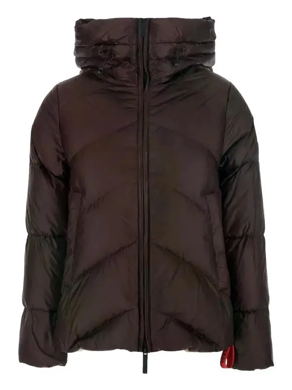 AFTER/LABEL Quilted Hooded Zip-up Jacket - Brown
