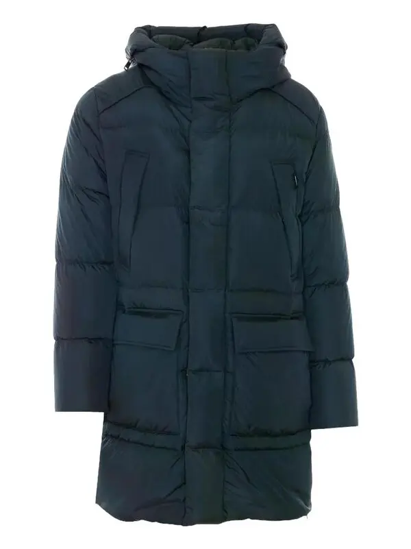 Add Nylongloss Quilted Hooded Coat - Blue