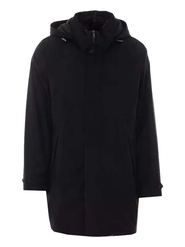 Add Hooded Concealed-fastening Parka - Black